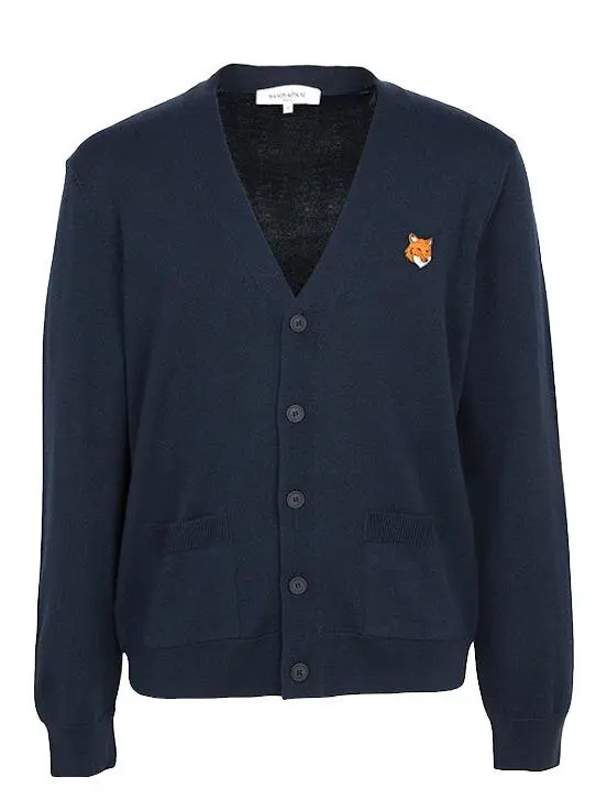 Maison Kitsuné Fox Head Cardigan - Navy Blue
