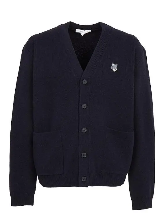 Maison Kitsuné Fox Head Cardigan - Navy Blue