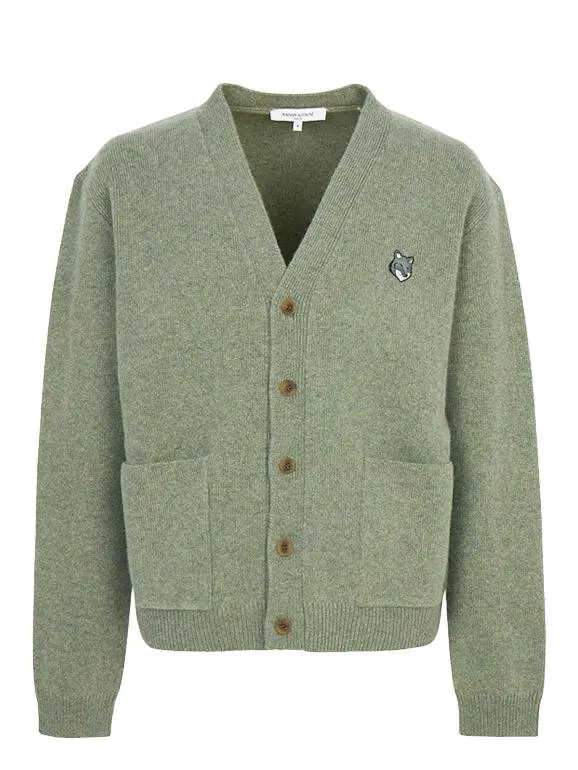 Maison Kitsuné Fox Head Cardigan - Green