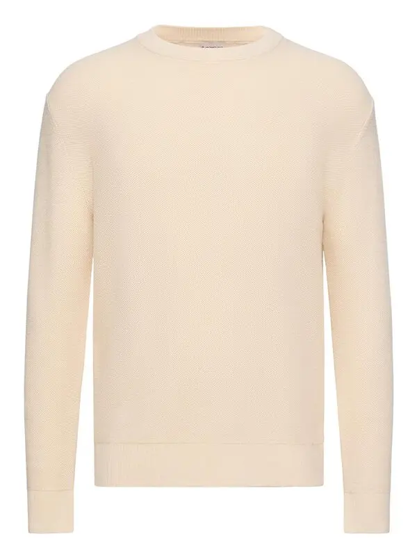 Moncler Leather Logo Wool Sweater - Yellow