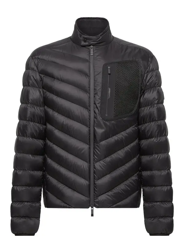 Moncler Mackinac Diagonal-quilted Down Biker Jacket - Black