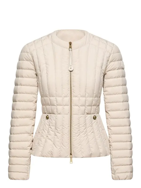 Moncler Menthe Vertical-quilted Short Down Jacket - Beige