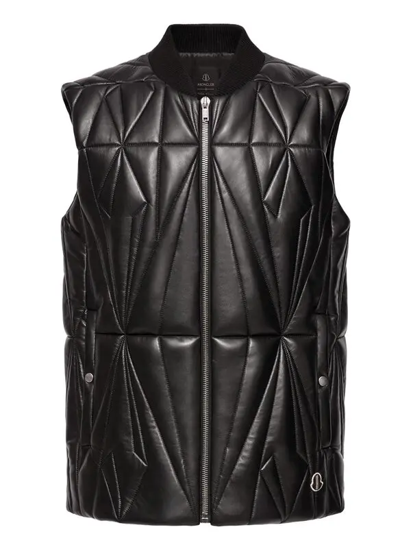MONCLER + RICK OWENS Geocamo Flight Nappa Leather Vest - Black