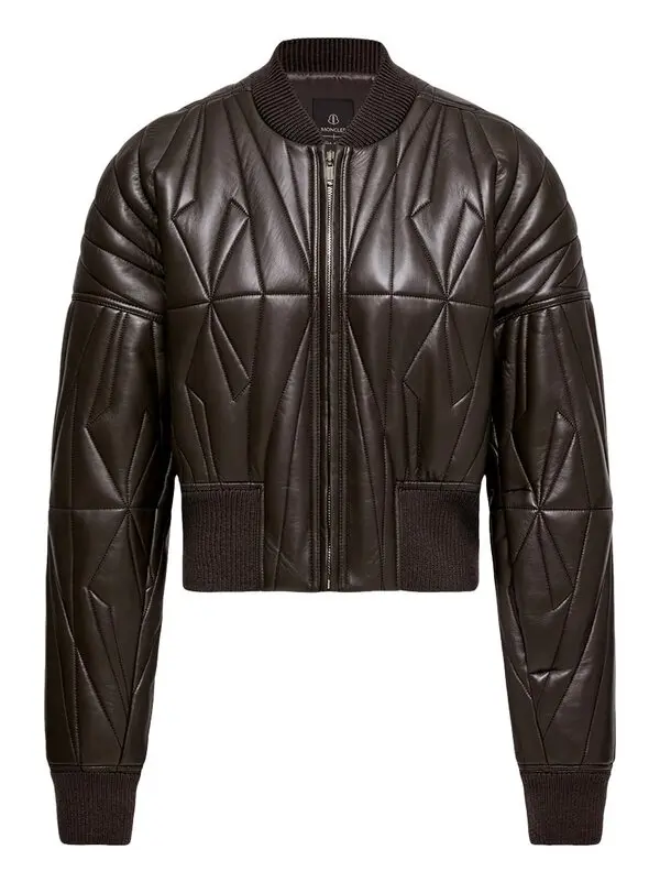 MONCLER + RICK OWENS Geocamo Nappa Leather Bomber Jacket - Brown