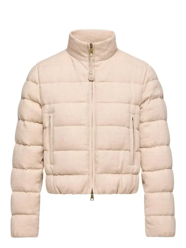 Moncler Agastache Cashmere & Linen Short Down Jacket - Beige