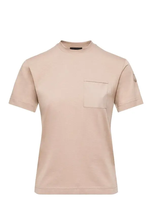 Moncler Cotton Jersey T-shirt With Pleated Pocket - Beige