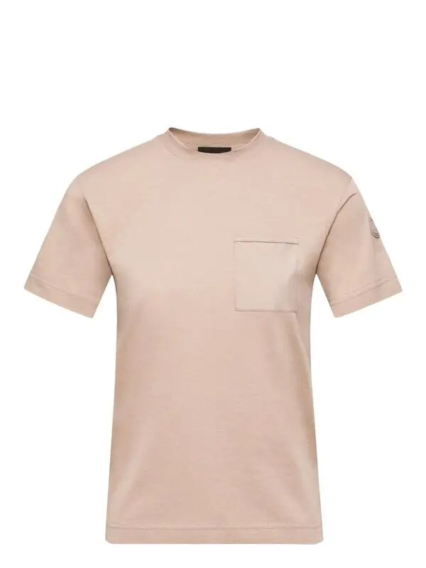 Moncler Cotton Jersey T-shirt With Pleated Pocket - Beige