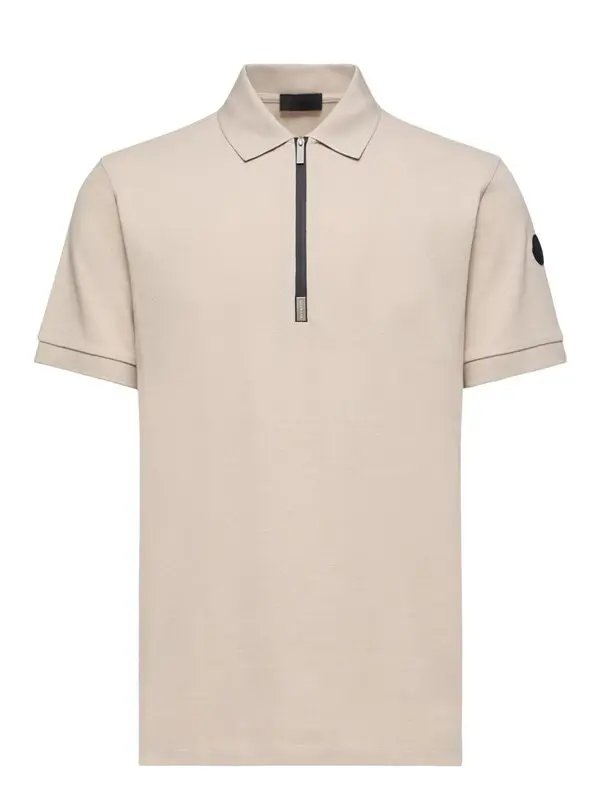 Moncler Logo Cotton Piquet Half-zip Polo Shirt - Beige