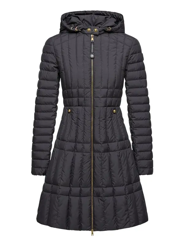 Moncler Menthelong Vertical-quilted Hooded Down Jacket - Black
