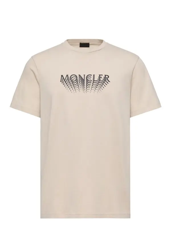 Moncler Logo Cotton Jersey T-shirt - Beige