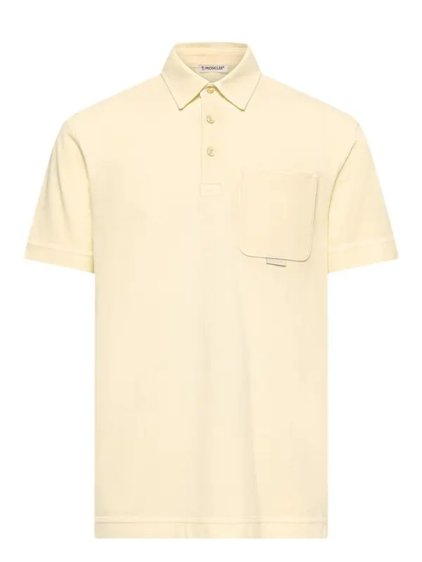 Moncler Leather Logo Cotton Piquet Polo Shirt - Yellow