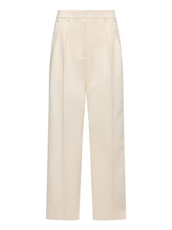 Moncler Cotton Gabardine Wide-leg Tailored Pants - White