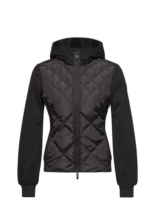 Moncler Cotton Fleece Padded Zip-up Hoodie - Black