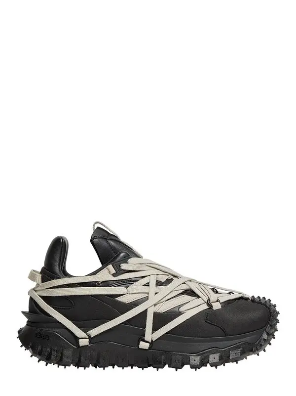 MONCLER + RICK OWENS Trailgrip Megalace Leather Sneakers - Black