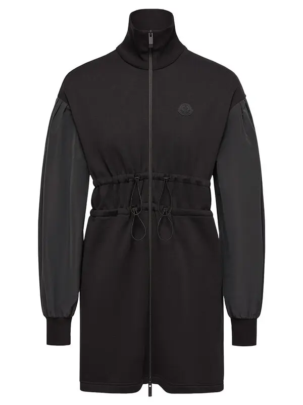Moncler Cotton Fleece Zip-up Sweater Dress - Black