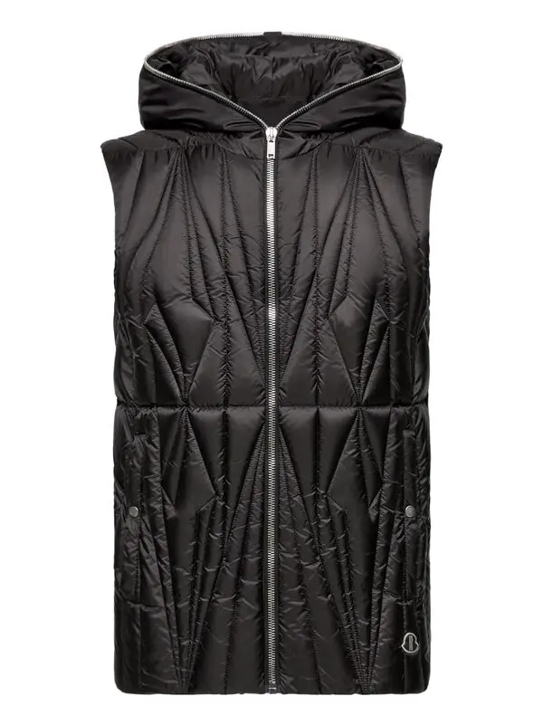 MONCLER + RICK OWENS Geocamo Ziplock Hooded Down Vest - Black