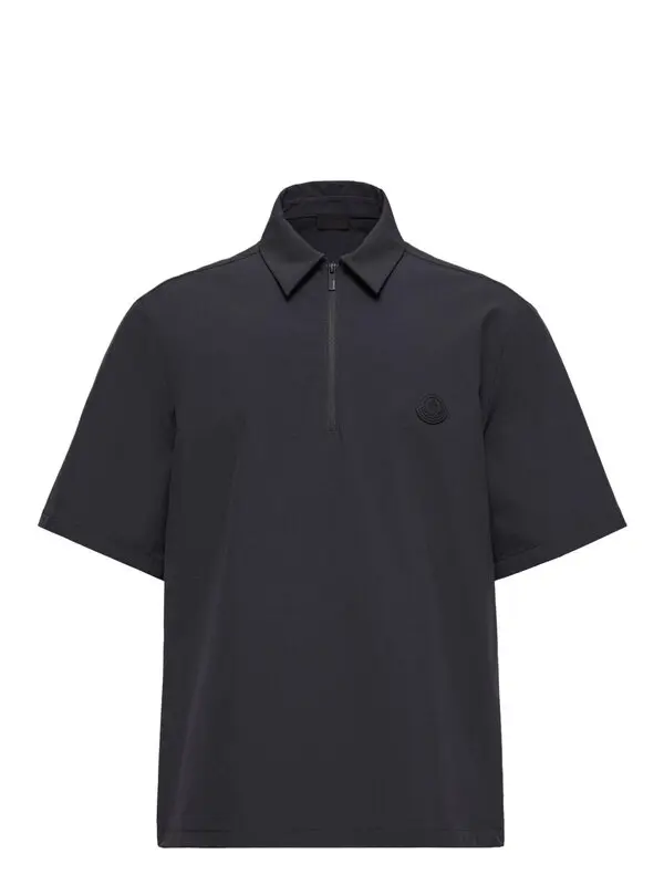 Moncler Logo Short Sleeve Half-zip Shirt - Black