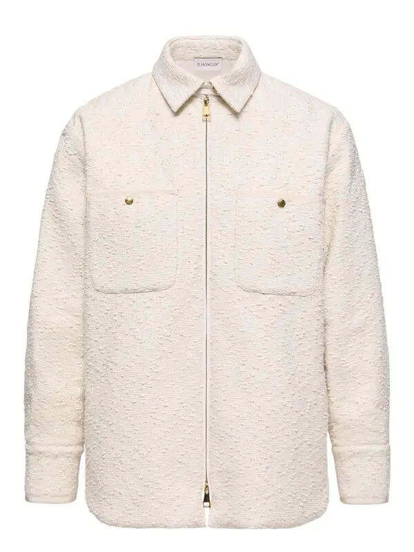 Moncler Cotton-blend Bouclé Down Shacket - White