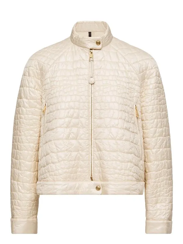 Moncler Aubrieta Geometric-quilted Short Down Jacket - Beige