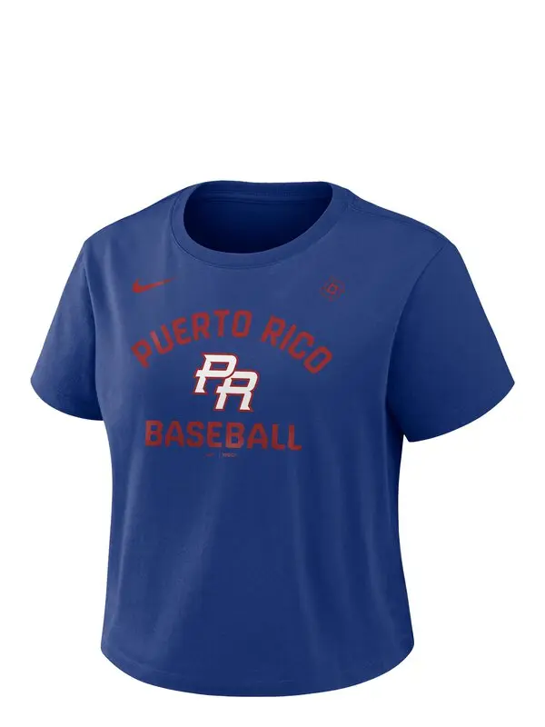 Nike Puerto Rico National Baseball Team 2026 World Baseball Classic Mod Cropped T-shirt - Blue