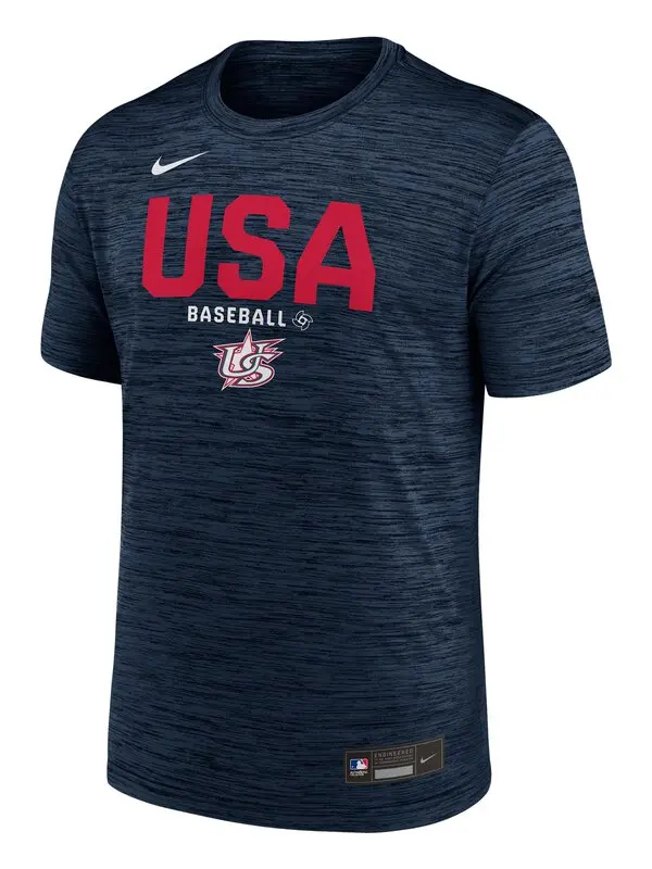 Nike Usa Baseball 2026 World Baseball Classic Velocity Dri-fit T-shirt - Blue