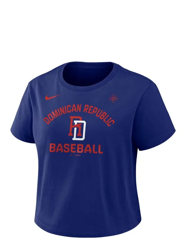 Nike Dominican Republic National Baseball Team 2026 World Baseball Classic Mod Cropped T-shirt - Blue