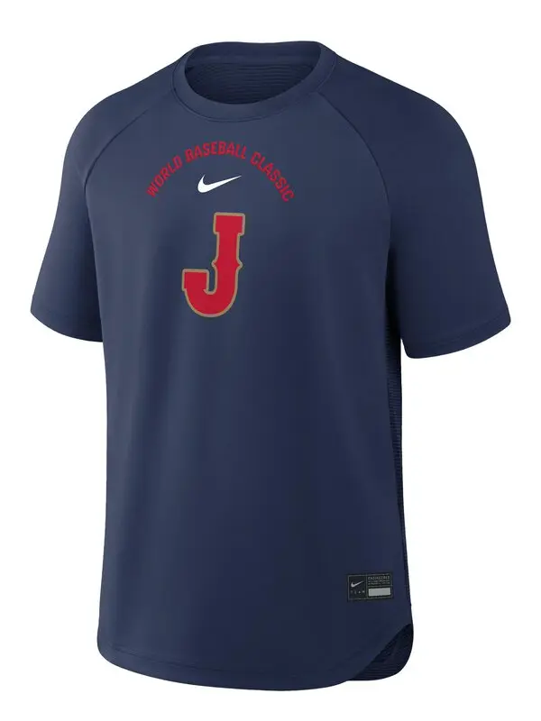Nike Japan National Baseball Team 2026 World Baseball Classic Batting Practice Pregame Dri-fit Top - Blue