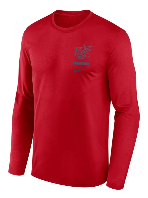 Nike Usa Baseball 2026 World Baseball Classic 2-hit Legend Dri-fit Long-sleeve T-shirt - Red