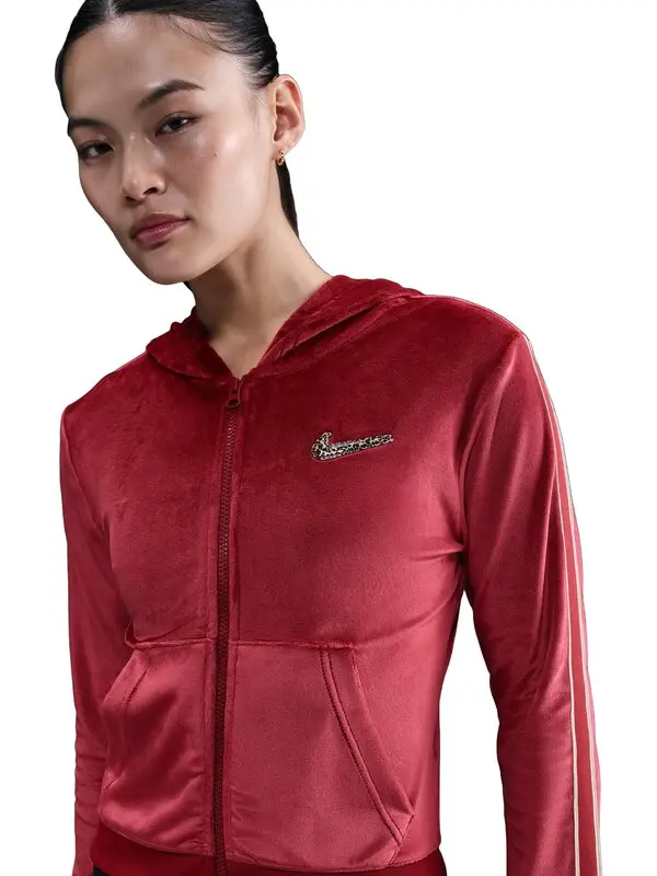 Nike Sportswear Full-zip Long-sleeve Hooded Top - Red