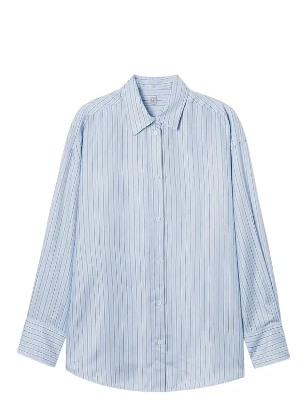 TOTEME Silk Striped Pattern Shirt - Blue