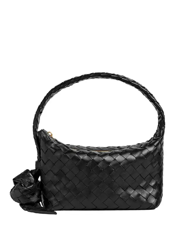 BOTTEGA  VENETA Intrecciato Leather Hobo Bag - Black