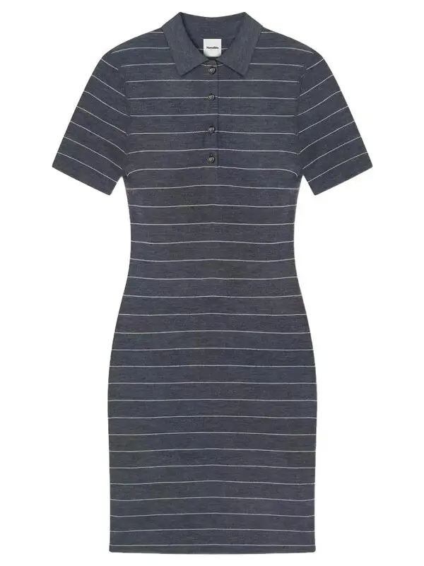 Nanushka Polo-neck Striped Mini Dress - Grey