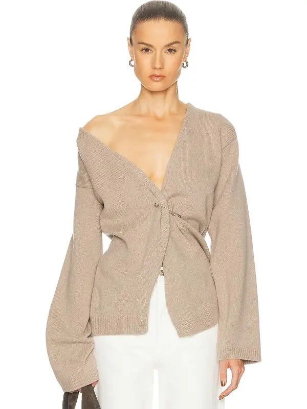 RÓHE Off-shoulder Wrap Cardigan - Light Taupe