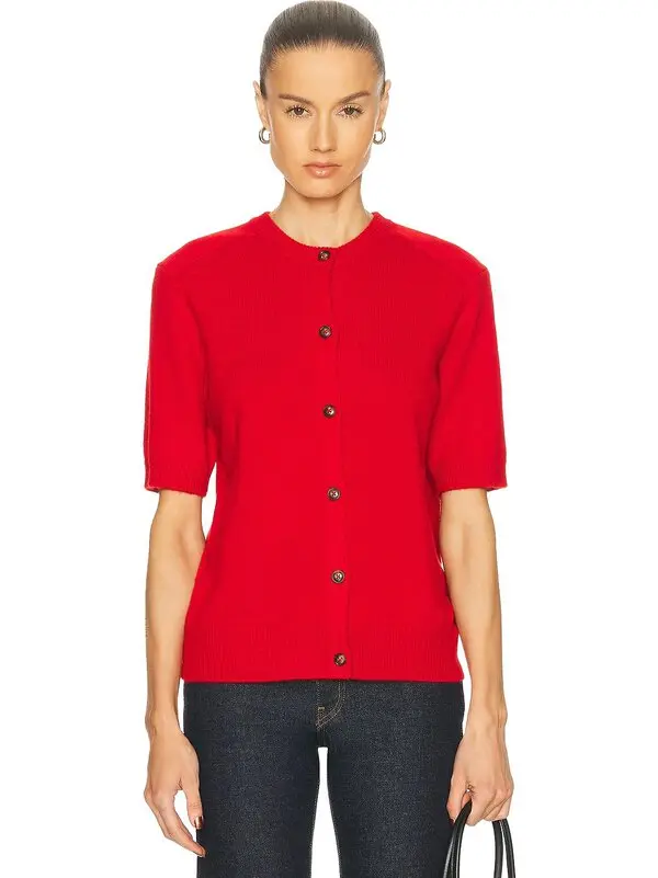 Loulou De Saison Jodi Saddle Short Sleeve Cardigan - Red