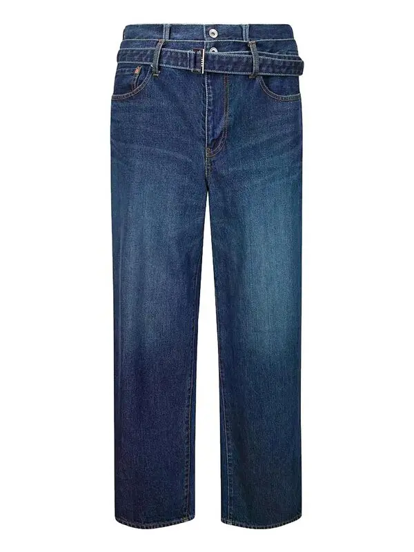 Sacai Belted Denim Jeans - Blue