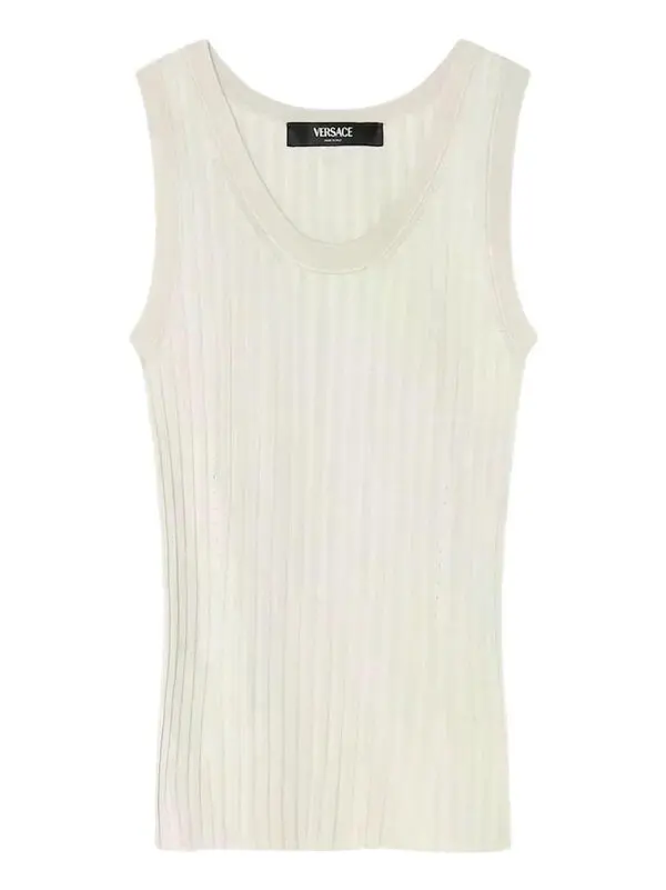 Versace Ribbed Sleeveless Tank Top - Neutrals