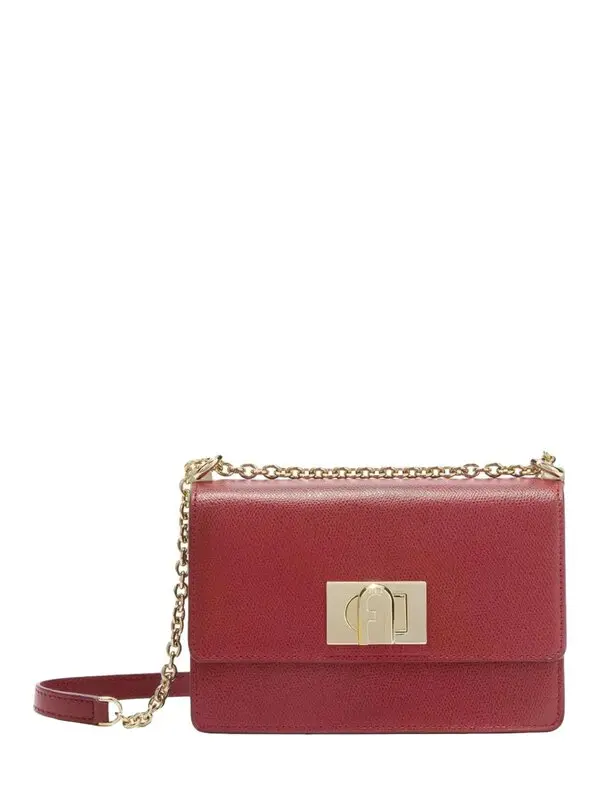 Furla Mini Arch-logo Grained Crossbody Bag - Red