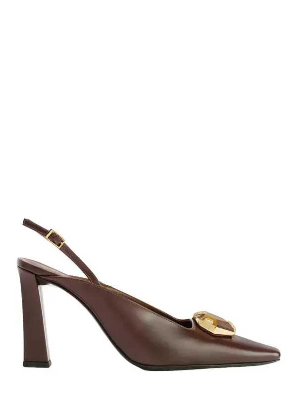 GIUSEPPE ZANOTTI Brendha Stone Square Toe Pumps - Brown