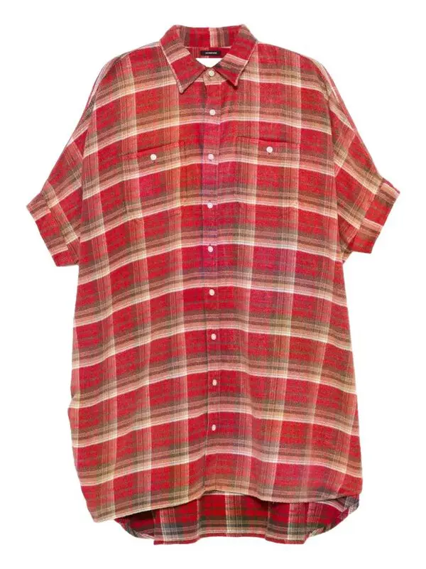 R13 Plaid Mini Shirt Dress - Red