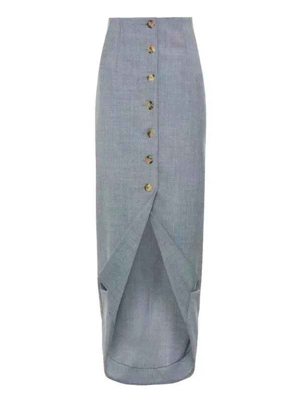 A.W.A.K.E. Mode Tailored Skirt With Button Detail - Grey