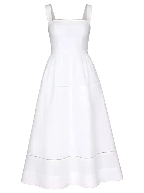 REFORMATION Petites Everett Square-neck Midi Dress - White