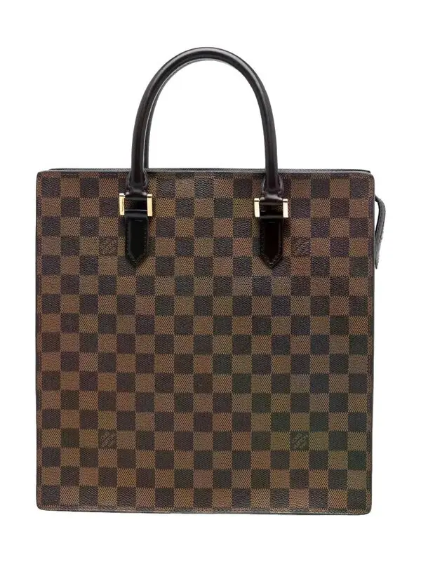 LOUIS VUITTON 1998 Damier Ebene Venice Sac Plat Tote Bag - Brown