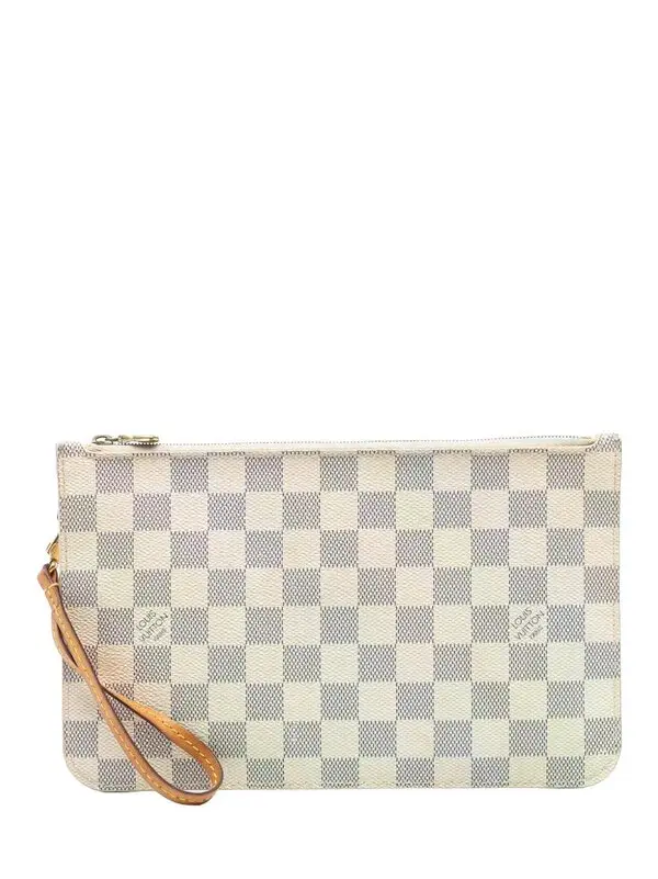 LOUIS VUITTON 2014 Damier Azur Neverfull Mm Pouch - White