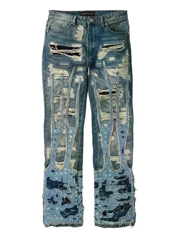 WHO DECIDES WAR BY EV BRAVADO Distressed Trousers - Blue