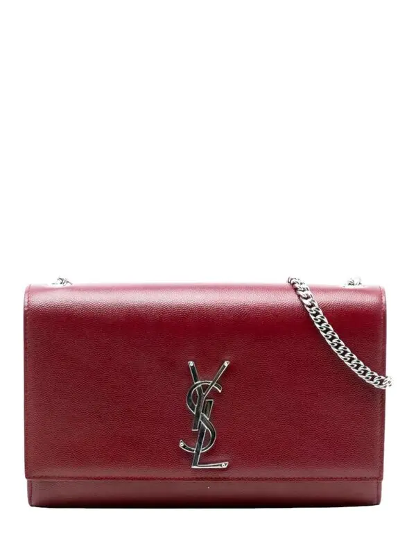 Saint Laurent 2018 Grain De Poudre Monogram Kate Crossbody Bag - Red