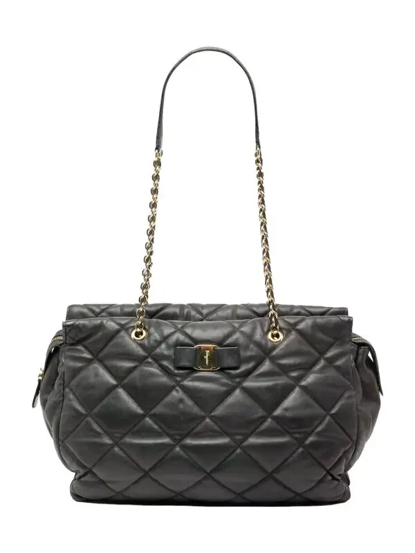 FERRAGAMO 2014 Large Quilted Nappa Vara Tote Bag - Black
