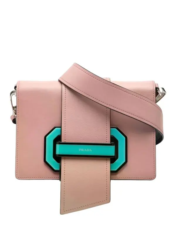 Prada 2021-2025 City Calf Plex Ribbon Crossbody Bag - Pink
