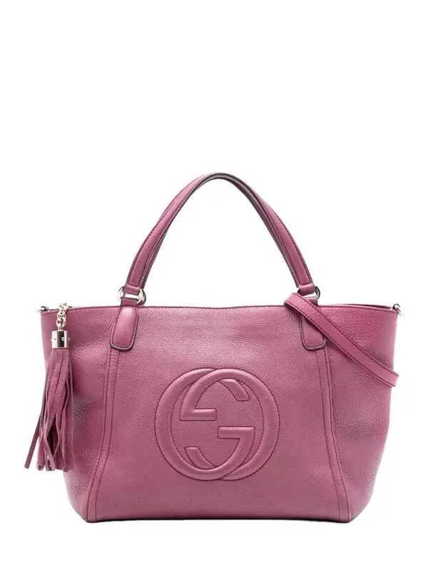 Gucci Small Pebbled Leather Soho Cellarius Satchel - Purple