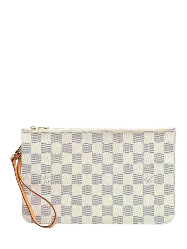LOUIS VUITTON 2014 Damier Azur Neverfull Mm Pouch - White