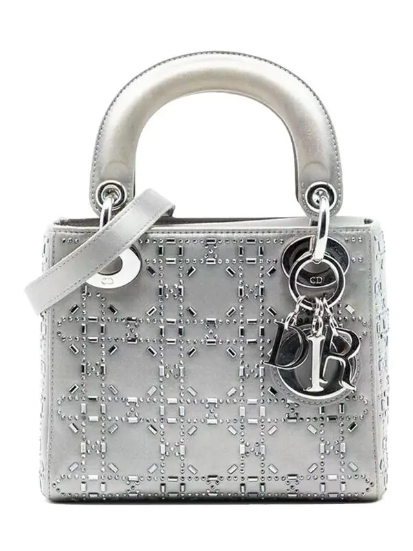 Dior 2017 Mini Lady Satchel With Strass Embellishments - Grey